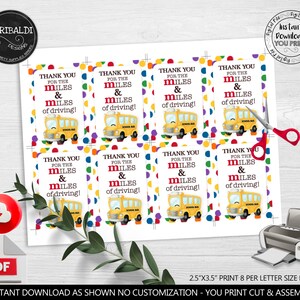 Instant Download Bus Driver Thank You Tags Printable School Bus Tags ...
