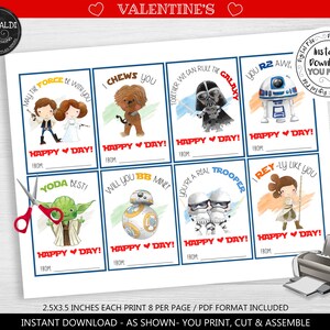 Printable Star Wars Valentine Cards Kids Valentine Cards School ...