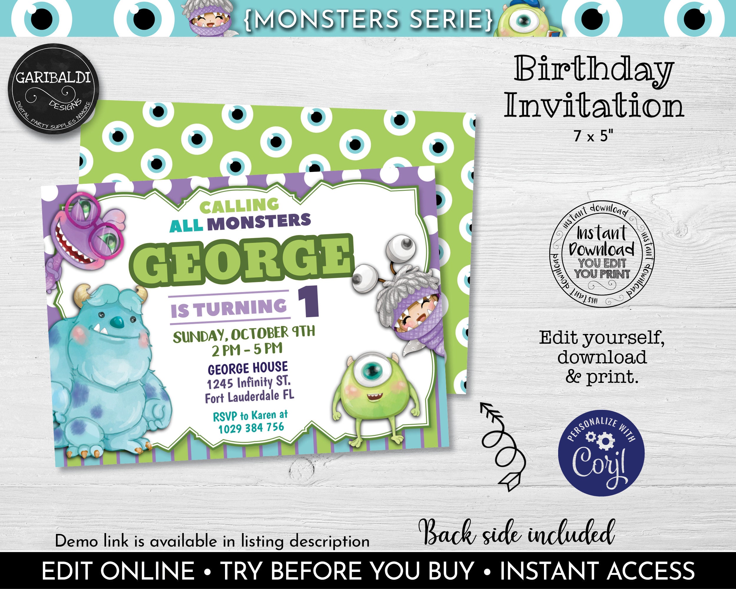 Editable Monsters Birthday Party Invitation Printable Monsters - Etsy