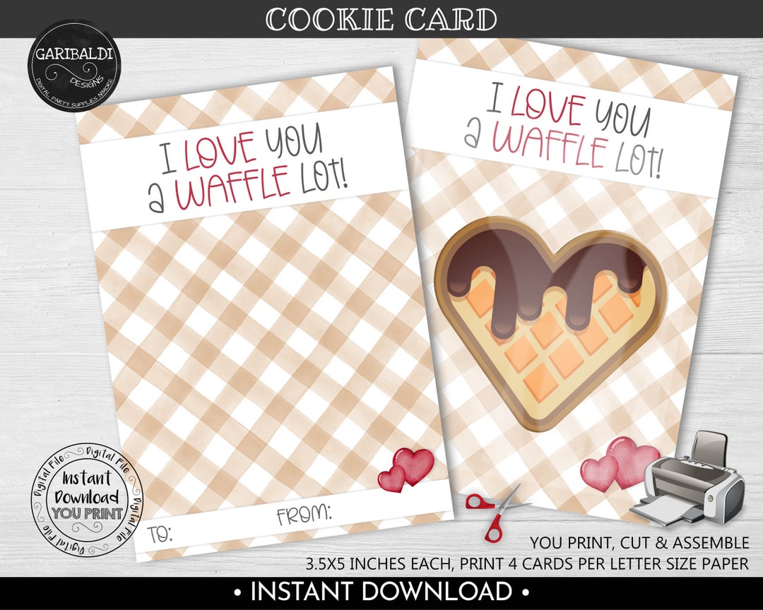 I Love You a Waffle Lot Cooke Card Instant Download Valentines - Etsy
