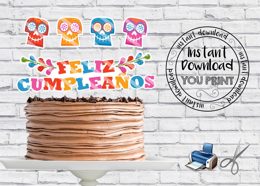 Printable Coco "feliz Cumpleaños" Cake Topper, DIY Coco Cake Topper ...