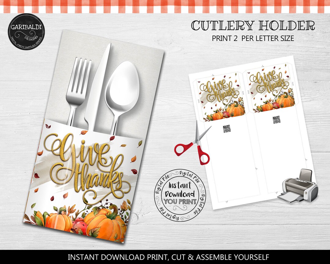 Printable Thanksgiving Silverware Cutlery Holders Instant Download ...