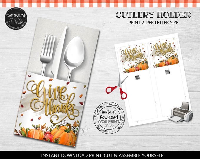 Printable Thanksgiving Silverware Cutlery Holders Instant Download ...