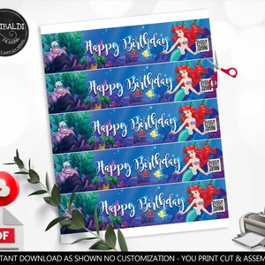 Little Mermaid Water Bottle Labels Printable Mermaid Water Labels ...