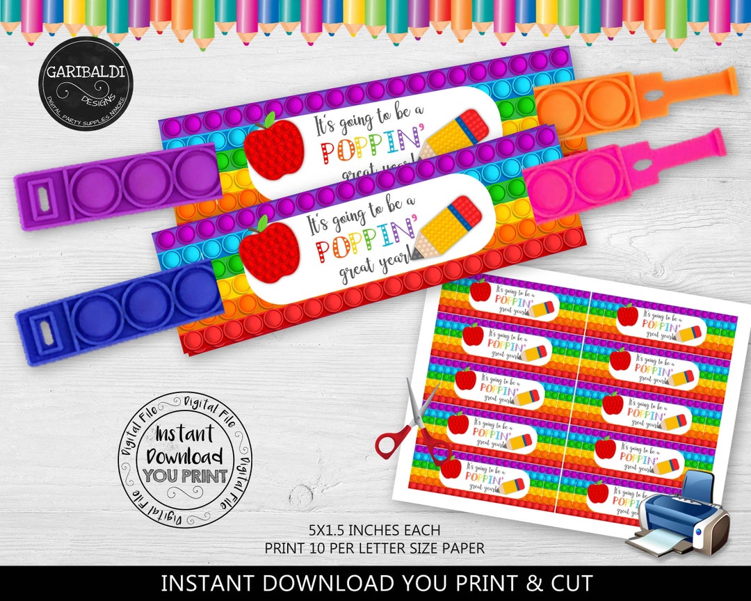 Back to School Gift Tag Pop Toy Favor Tag Poppin' Great Year School ...