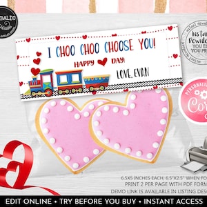 Editable Valentine's Day Bag Topper, Valentine's Day Train Favor Tag ...