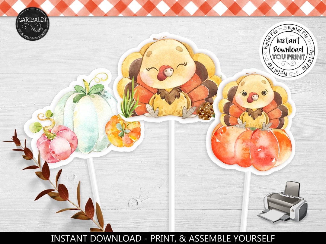 Little Turkey Centerpieces Instant Download Turkey Baby Shower Cake ...