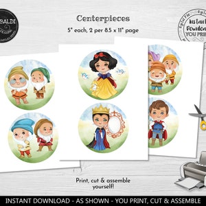 Snow White Centerpieces Printable Snow White Birthday Cake Topper Snow ...