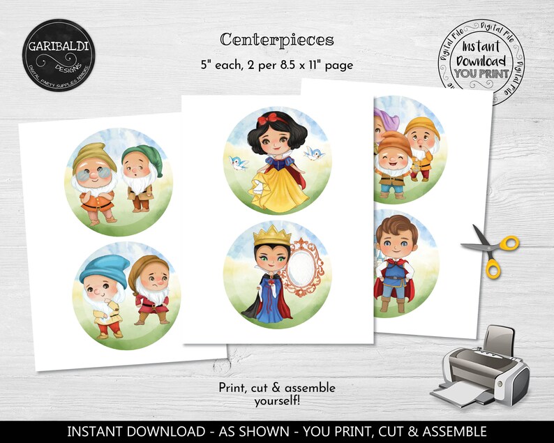 Snow White Centerpieces Printable Snow White Birthday Cake - Etsy