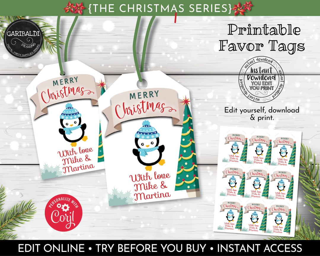 Editable Christmas Favor Tags Instant Download Christmas Gift Tags ...