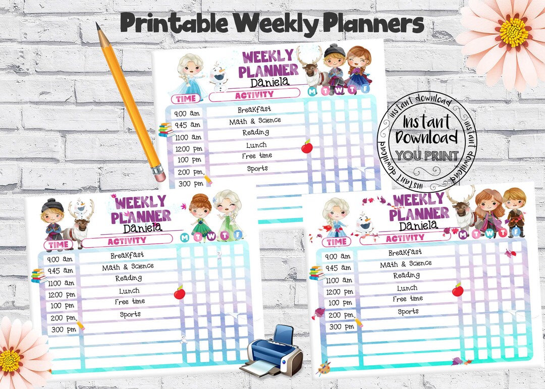 Printable Frozen Homeschool Planners, Frozen Schedule Charts, Daily ...