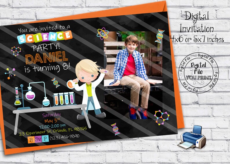 Printable Science Party Invitation Custom Science Birthday | Etsy