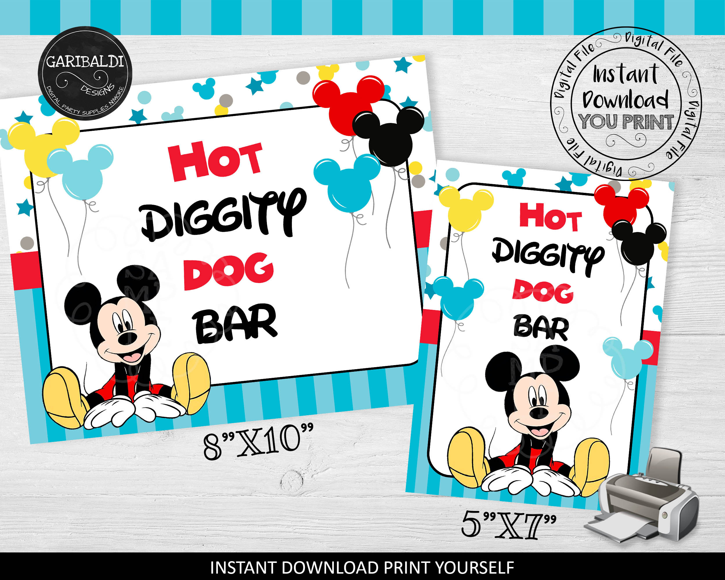 INSTANT DOWNLOAD Mickey Printable "hot Diggity Dog Bar" Sign Mickey Hot ...