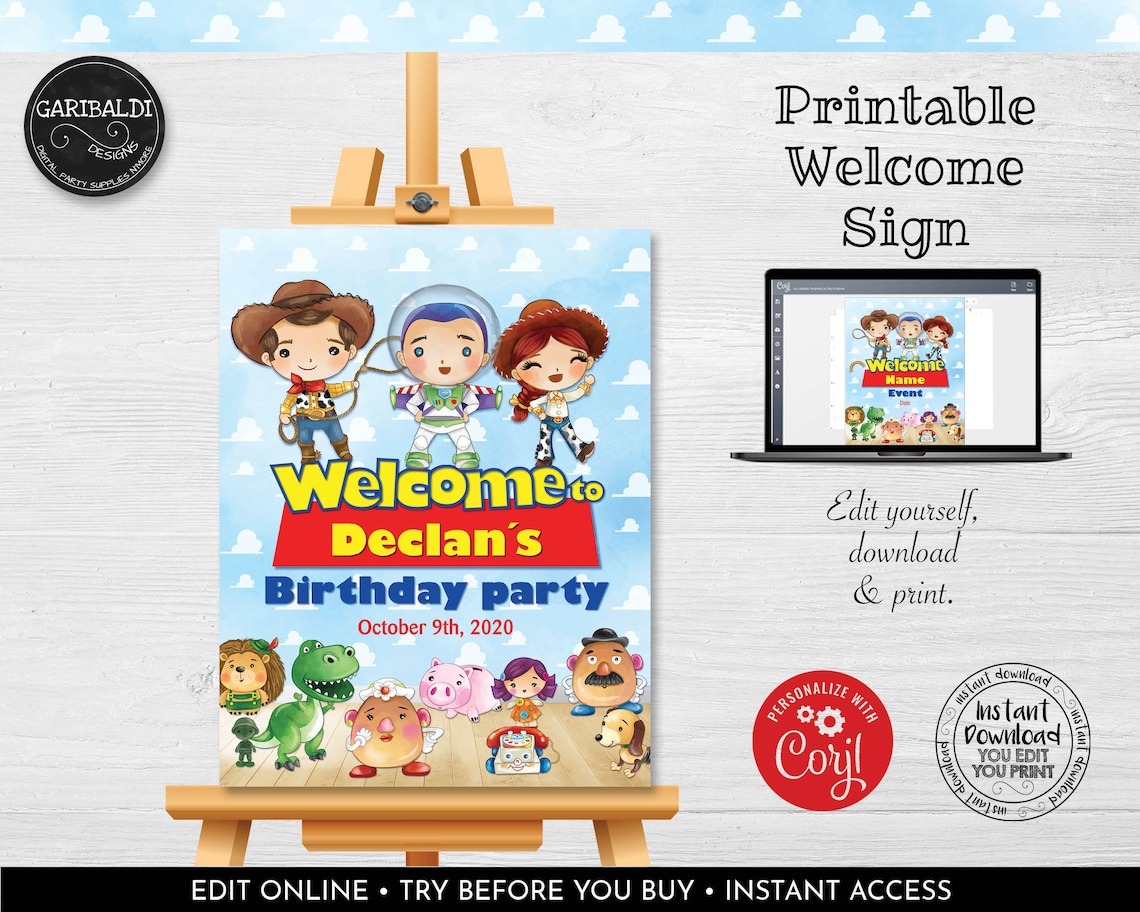 Editable Toy Story Welcome Sign Instant Download Toy Story - Etsy