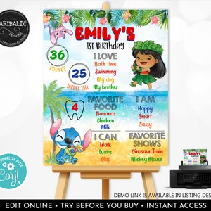 Editable Hawaiian Birthday Milestone Poster Luau Milestone Board ...