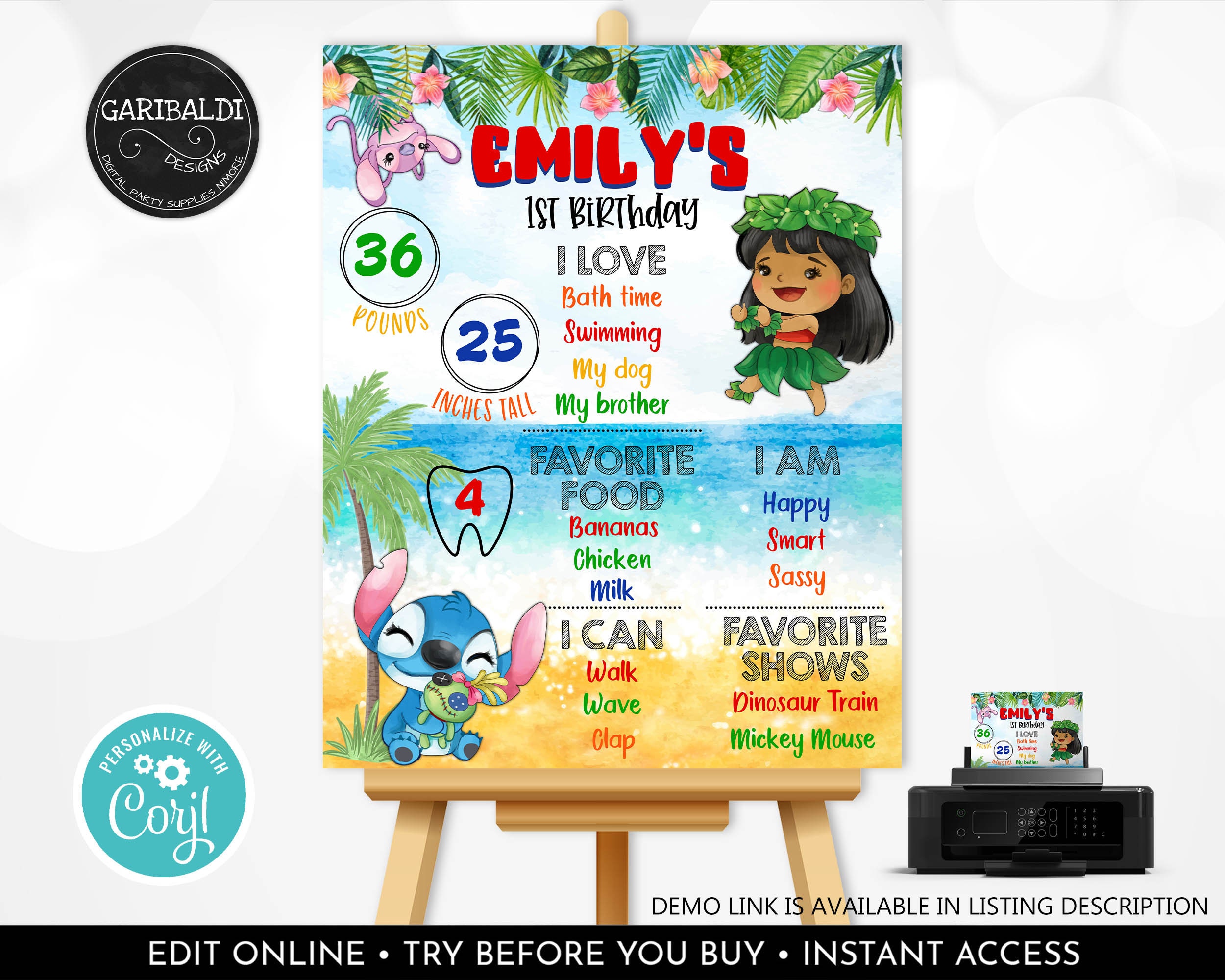 Editable Hawaiian Birthday Milestone Poster Luau Milestone Board ...