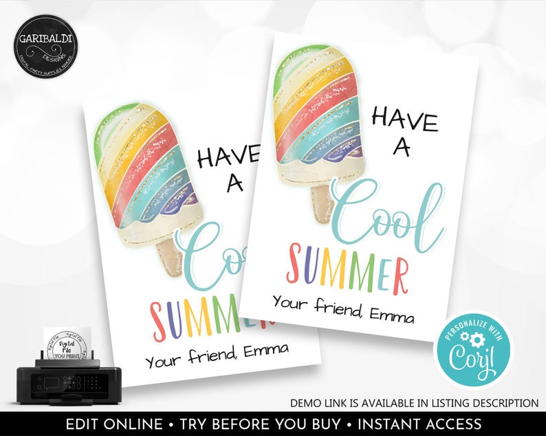 Editable Last Day of School Tag Classroom Treat Tag Have a Cool Summer ...
