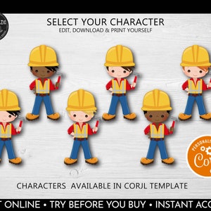 Editable Construction Cake Topper Construction Centerpiece Construction ...