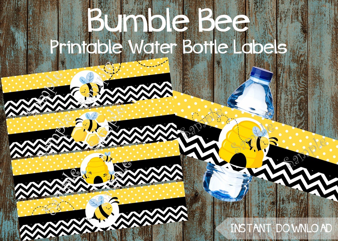 Bumble Bee Water Bottle Labels Bumble Bee Printable Water | Etsy
