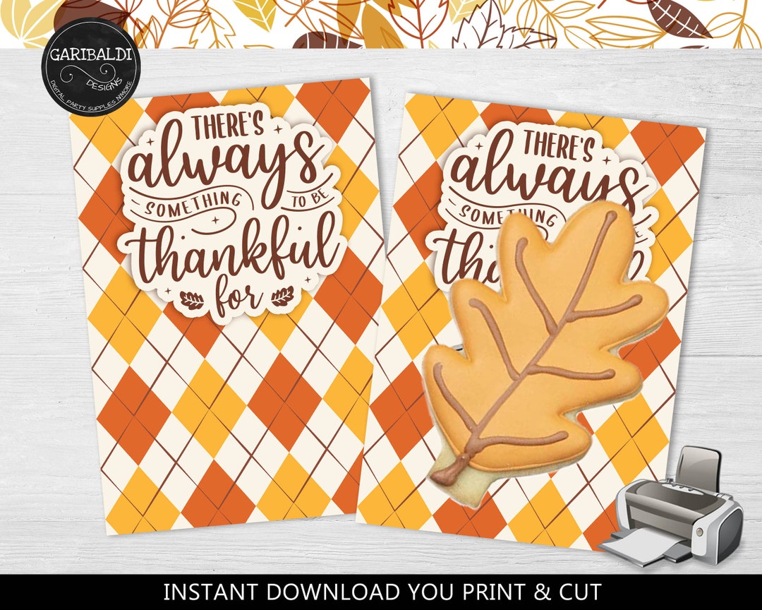 Printable Thanksgiving Cookie Card Printable Cookie Card Holder Instant ...
