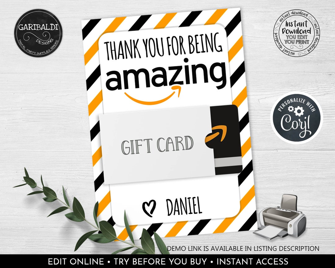 Thank You for Being Amazing Gift Card Holder Thank You Staff Employee ...