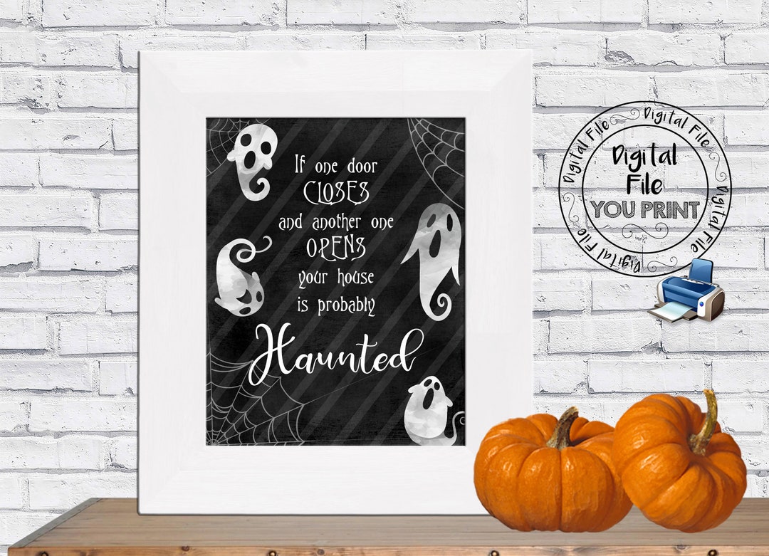 Printable Haunted House Poster Digital Halloween Wall Art Haunted House ...