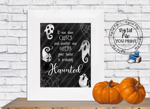 Printable Haunted House Poster Digital Halloween Wall Art | Etsy