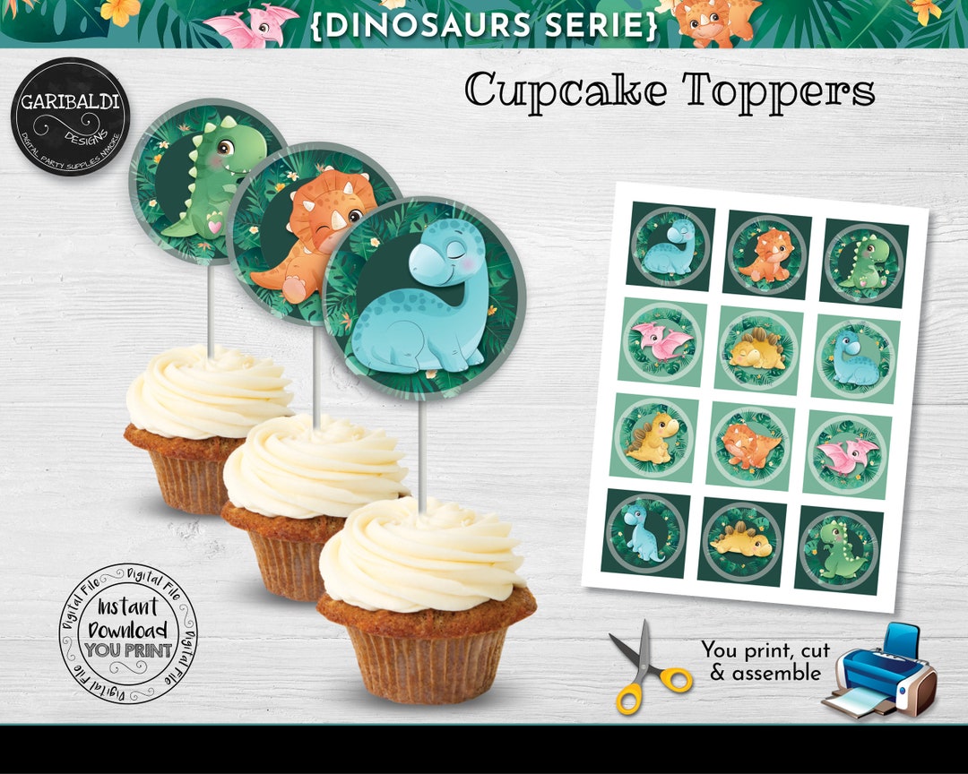 Instant Download Dinosaur Cupcake Toppers Printable Dinosaurs Labels ...