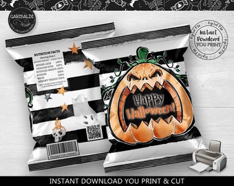 Printable Halloween Chip Bags Halloween Chip Bags Halloween Potato Chip ...
