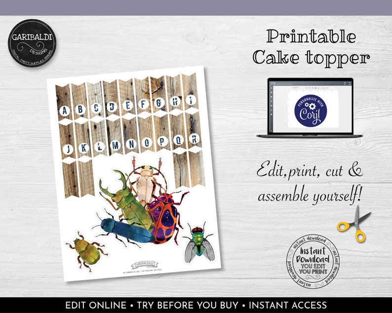 Editable Insect Cake Topper Printable Bugs Birthday Cake - Etsy