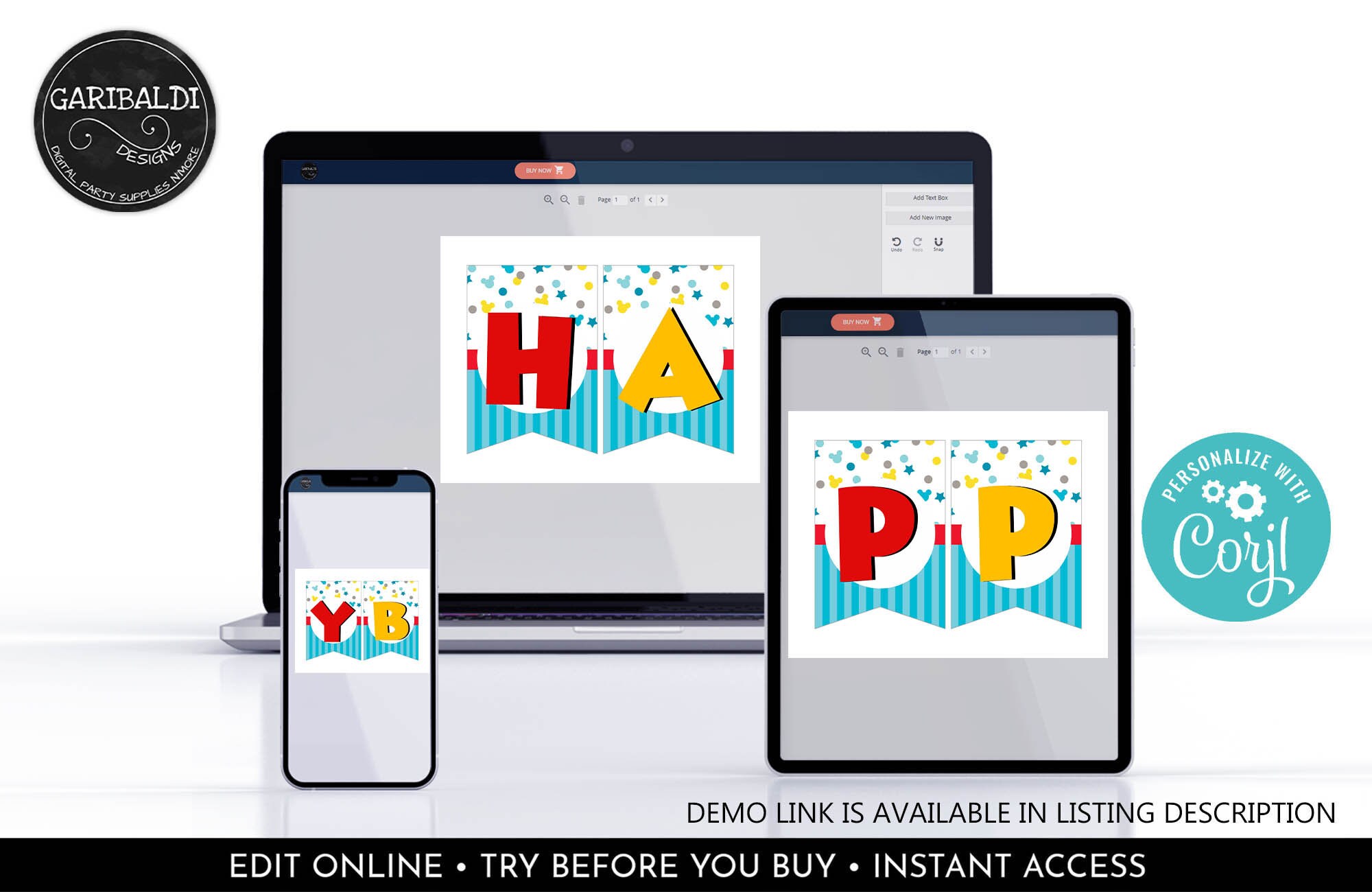 EDITABLE Mickey Mouse Banner Mickey Birthday Party Bunting Banner Fun ...