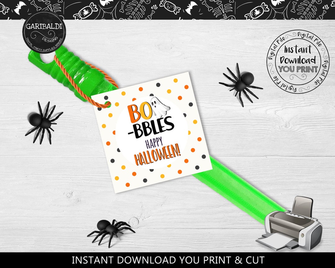 INSTANT DOWNLOAD Halloween Boo-bbles Tags Halloween Gift Tags Printable ...