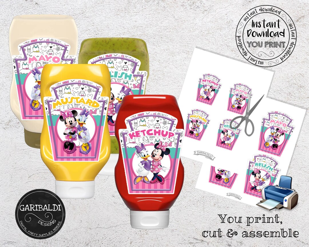 Instant Download Condiment Labels Printable Mayo Ketchup Mustard Relish ...