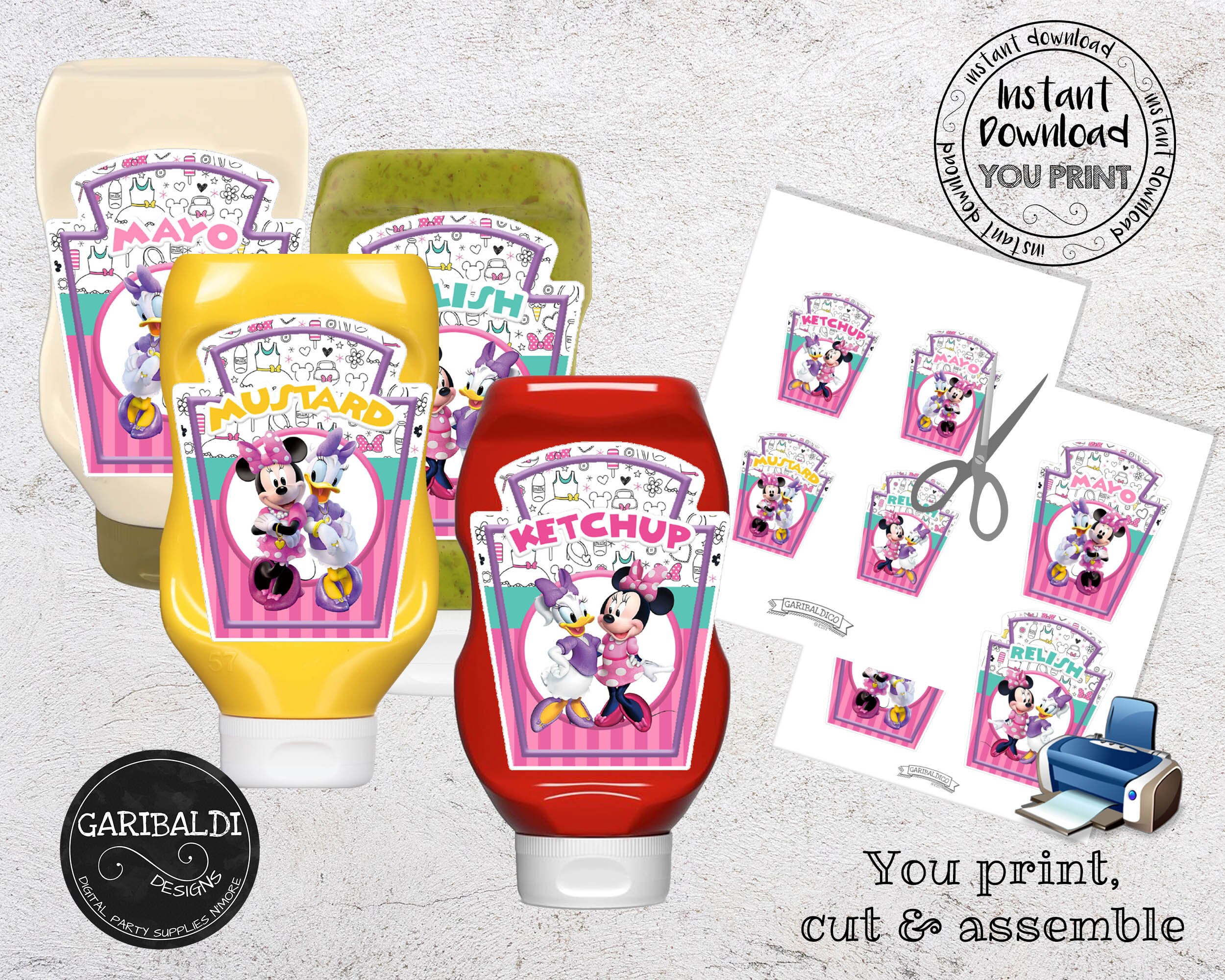 Instant Download Condiment Labels Printable Mayo Ketchup Mustard Relish ...