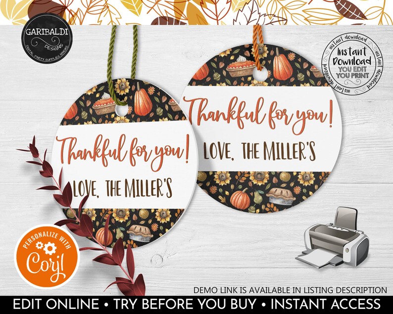 Editable Happy Fall Tags Thanksgiving Gift Tags Printable - Etsy