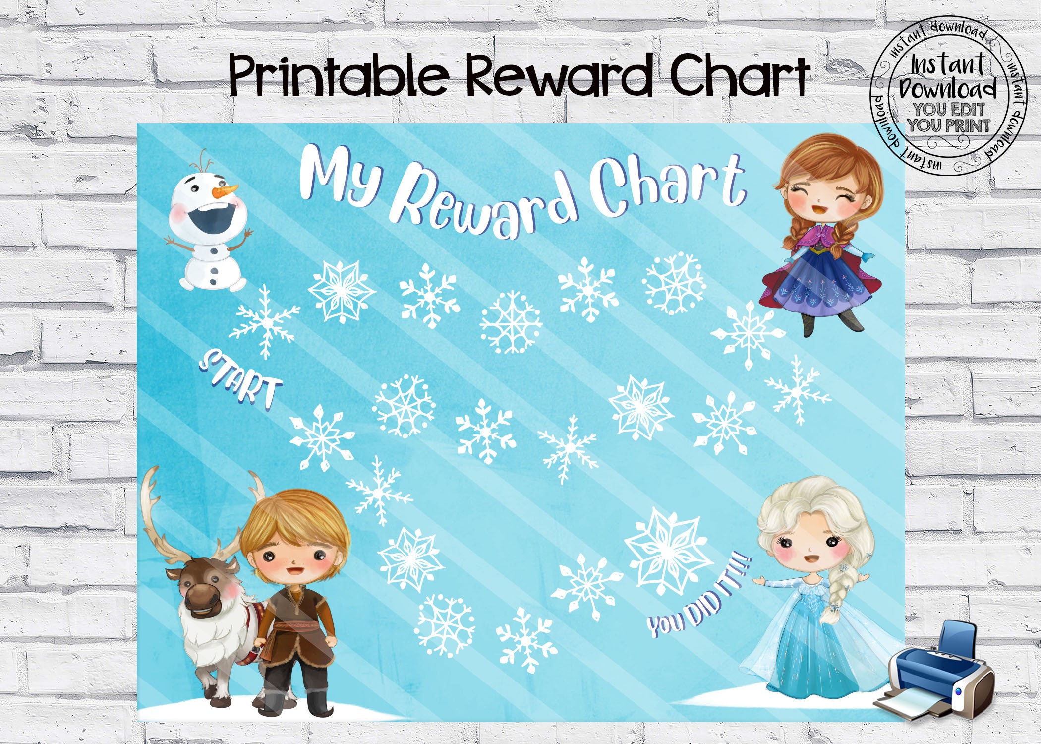 Instant Download Reward Chart Printable Chart Frozen Chart - Etsy