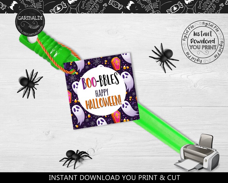 INSTANT DOWNLOAD Halloween Boo-bbles Tags Halloween Gift Tags Printable ...