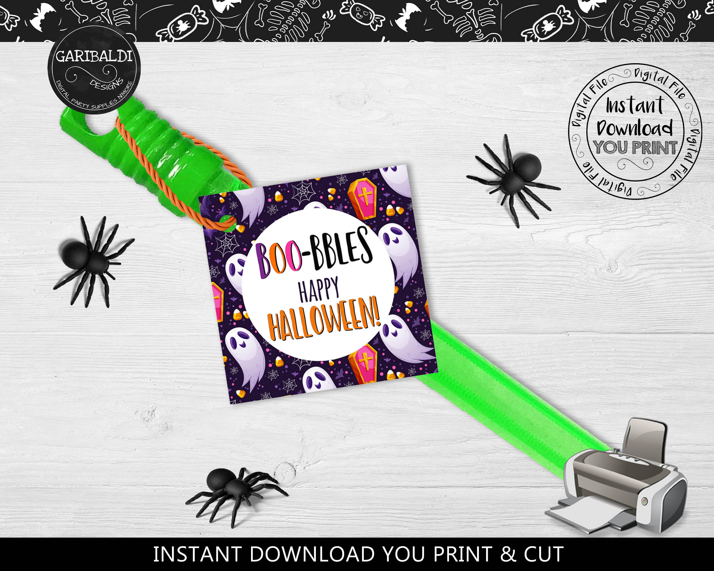 INSTANT DOWNLOAD Halloween Boo-bbles Tags Halloween Gift Tags Printable ...