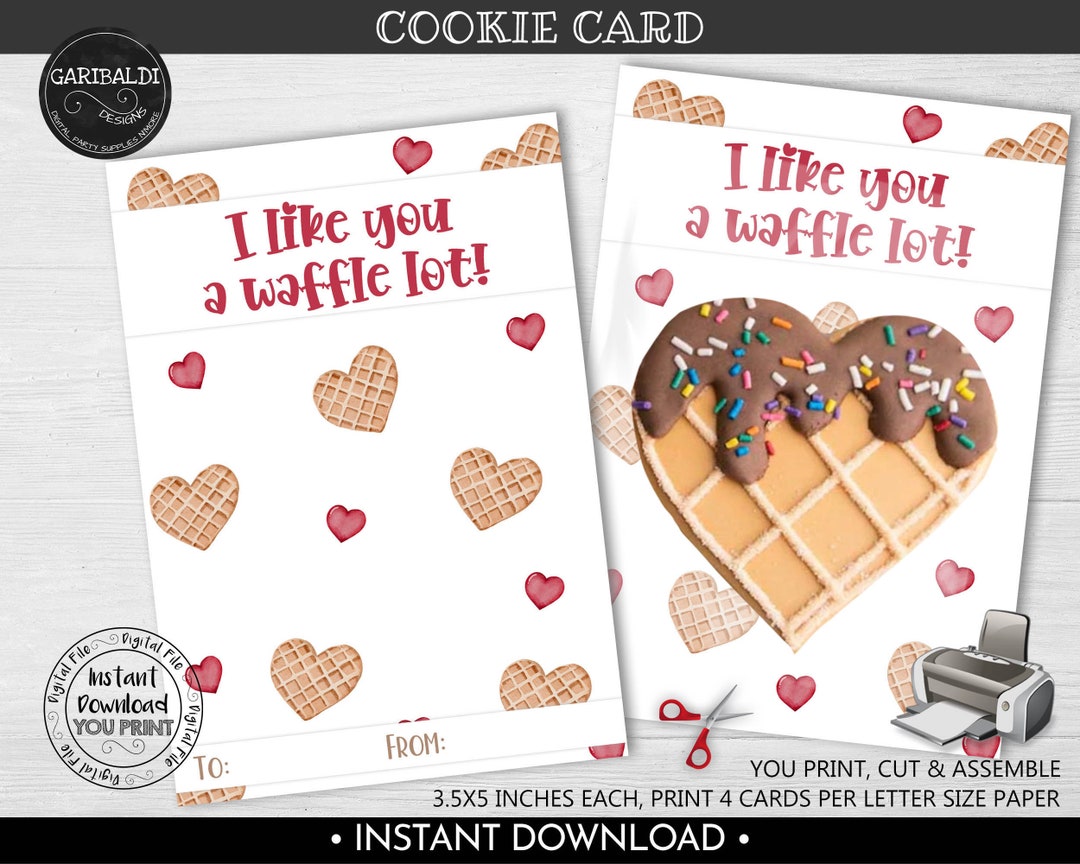 I Like You a Waffle Lot Cooke Card Instant Download Valentines Day ...