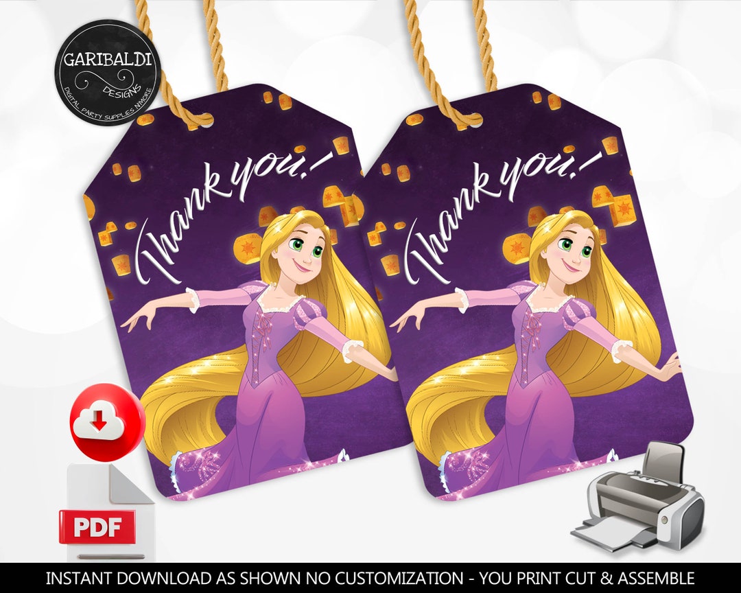 Instant Download Rapunzel Favor Tags Printable Princess Rapunzel Thank ...