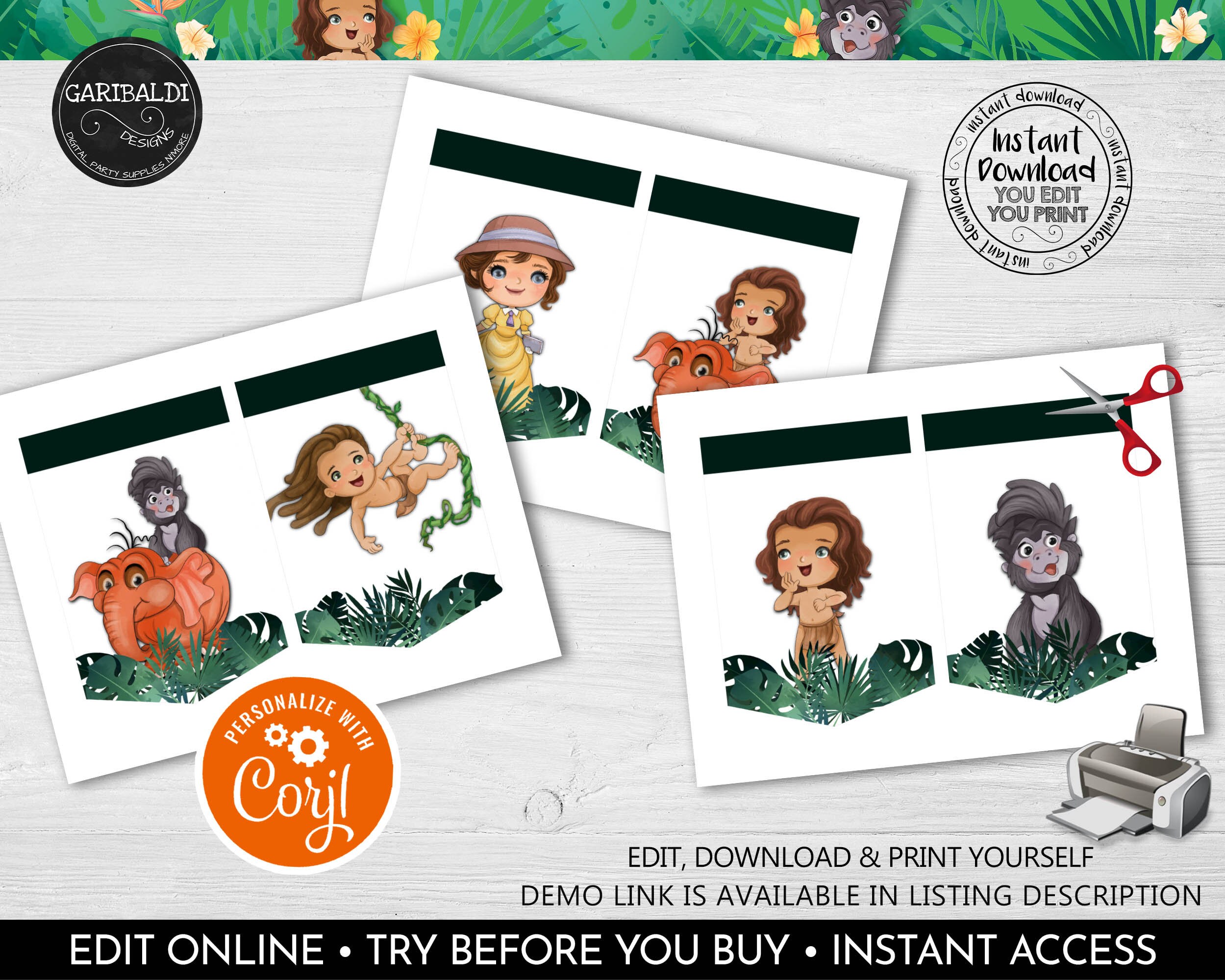 Editable Jungle Boy Pennant Banner, Printable Wild One Banner, Safari ...