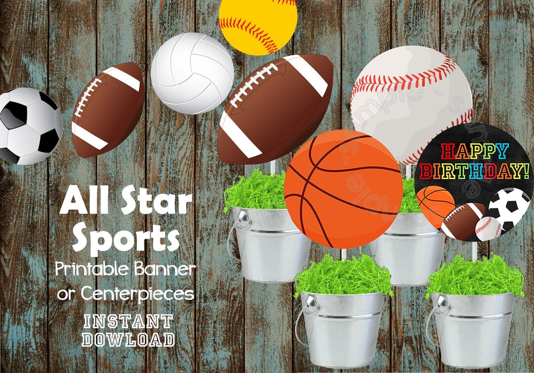Printable Sports Centerpieces, Sports Party Decorations, Sports ...