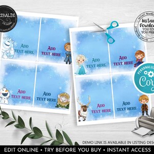 Frozen Food Labels Editable Frozen Place Cards Frozen Table Decor ...
