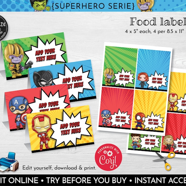 Superhero Food Label - Etsy