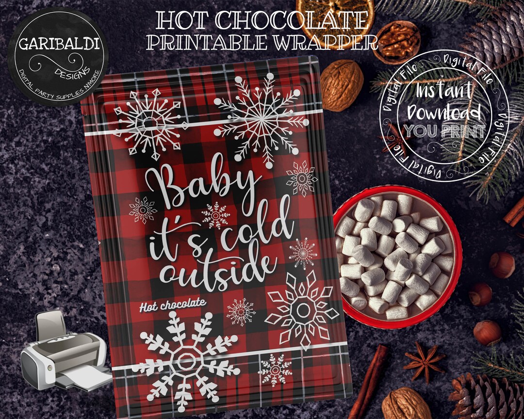 Instant Download Hot Cocoa Wrapper Printable Christmas Hot Cocoa ...
