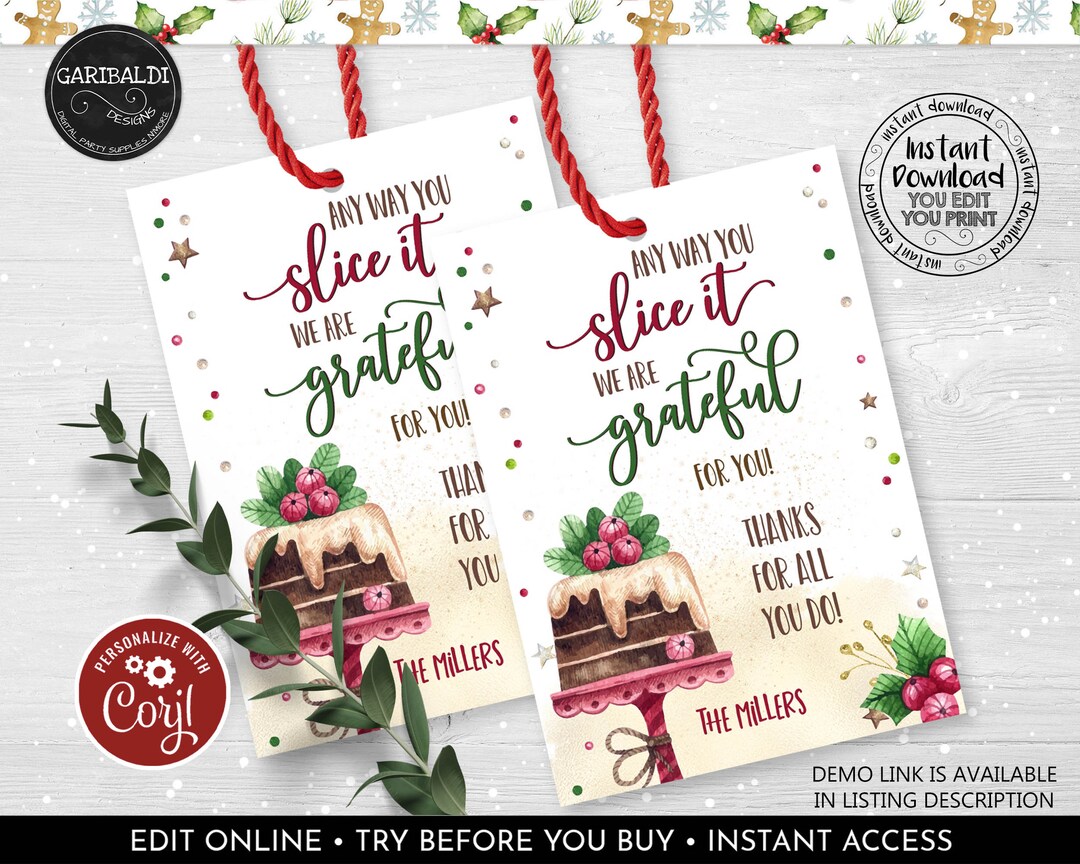 Editable Christmas Gift Tags Grateful Xmas Pudding Tag Holiday Pie ...