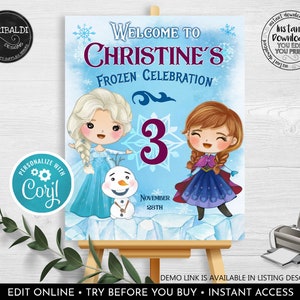 Editable Frozen Party Welcome Sign Printable Frozen Party Sign Snow ...
