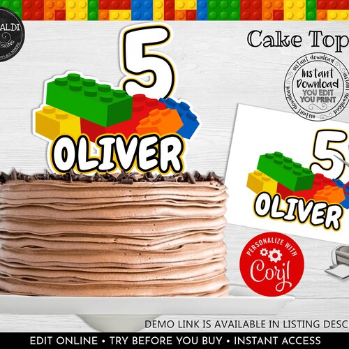 Editable Building Blocks Cake Topper Printable Building - Etsy