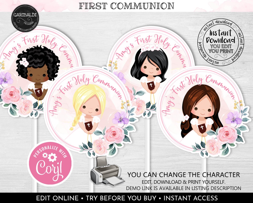 Editable First Communion Centerpieces, Printable First Communion ...
