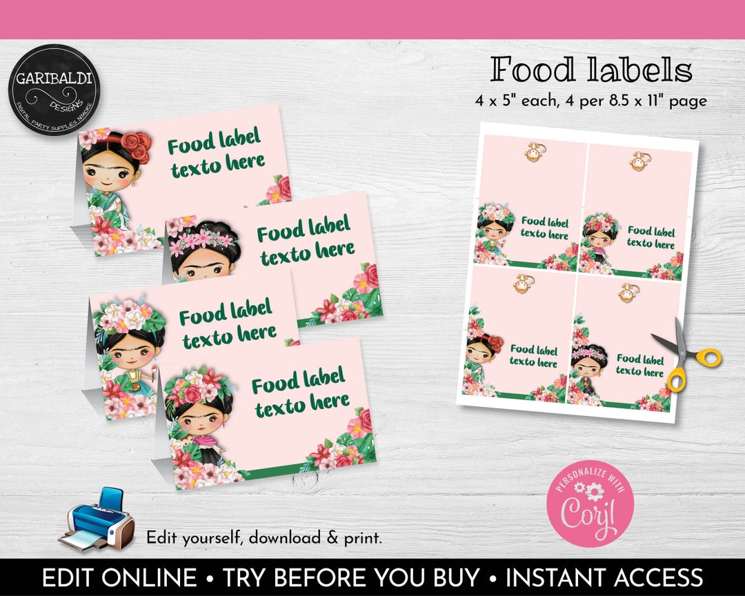 Editable Mexican Fiesta Food Labels Instant Download Fiesta Food Tent ...